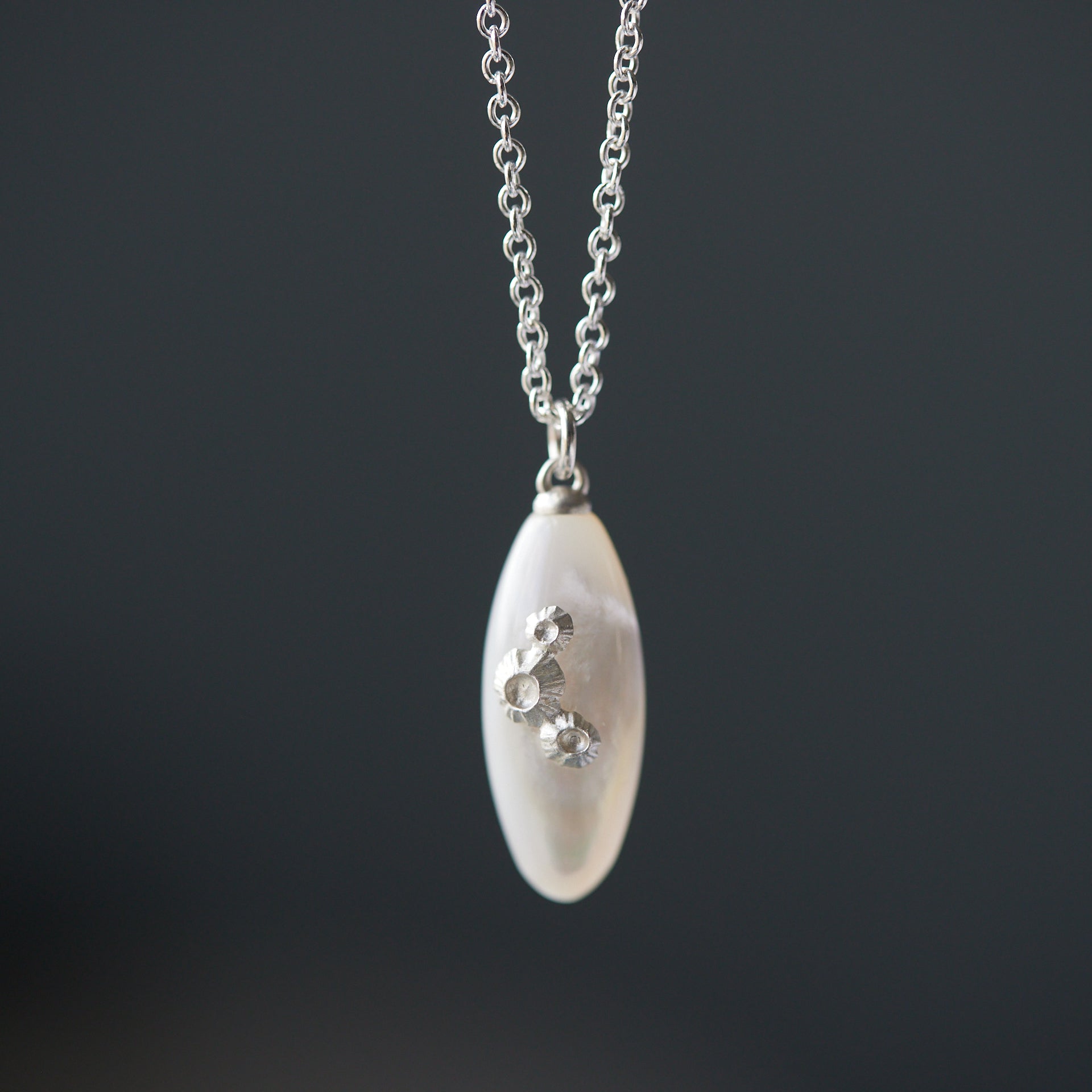 Handcrafted Mother of Pearl Necklace with Barnacles – Hannah Blount Jewelry