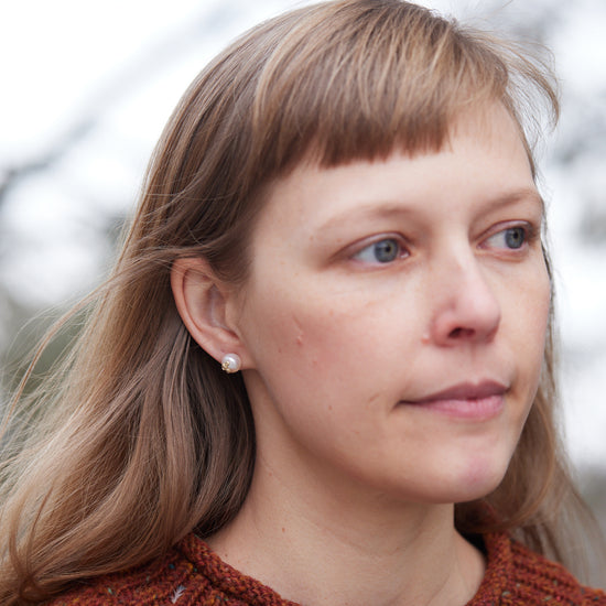 Medium Handcrafted Pearl Studs with Barnacles in Gold – Hannah Blount ...