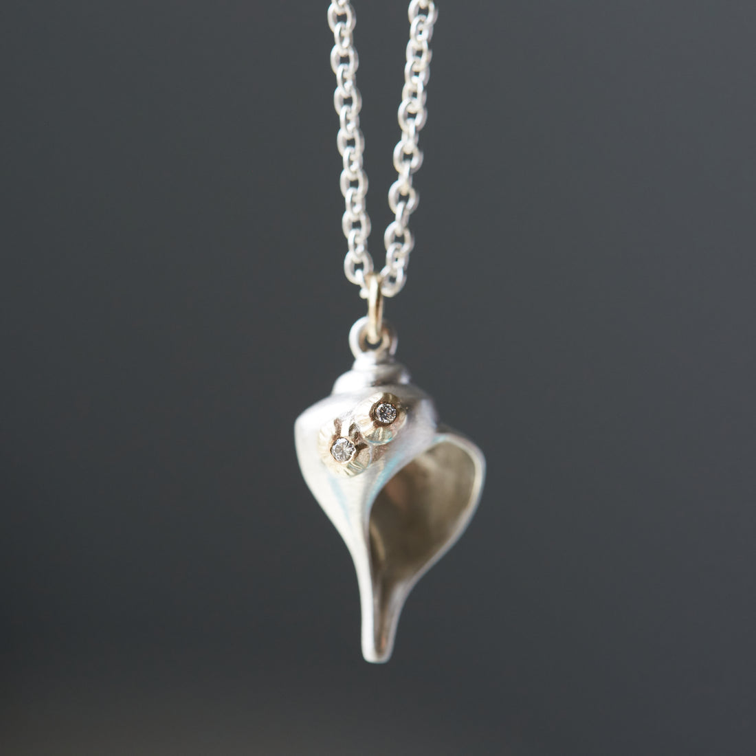 Handcrafted Small Whelk Shell Diamond Ruthie B. Necklace with Barnacles ...