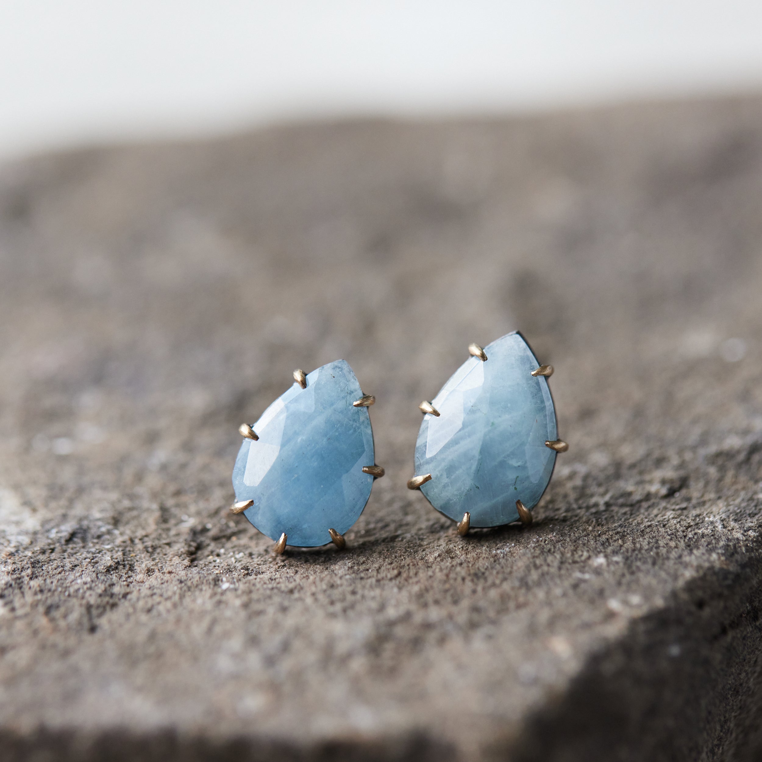 Larmes Aquamarine Vanity Studs – Hannah Blount Jewelry