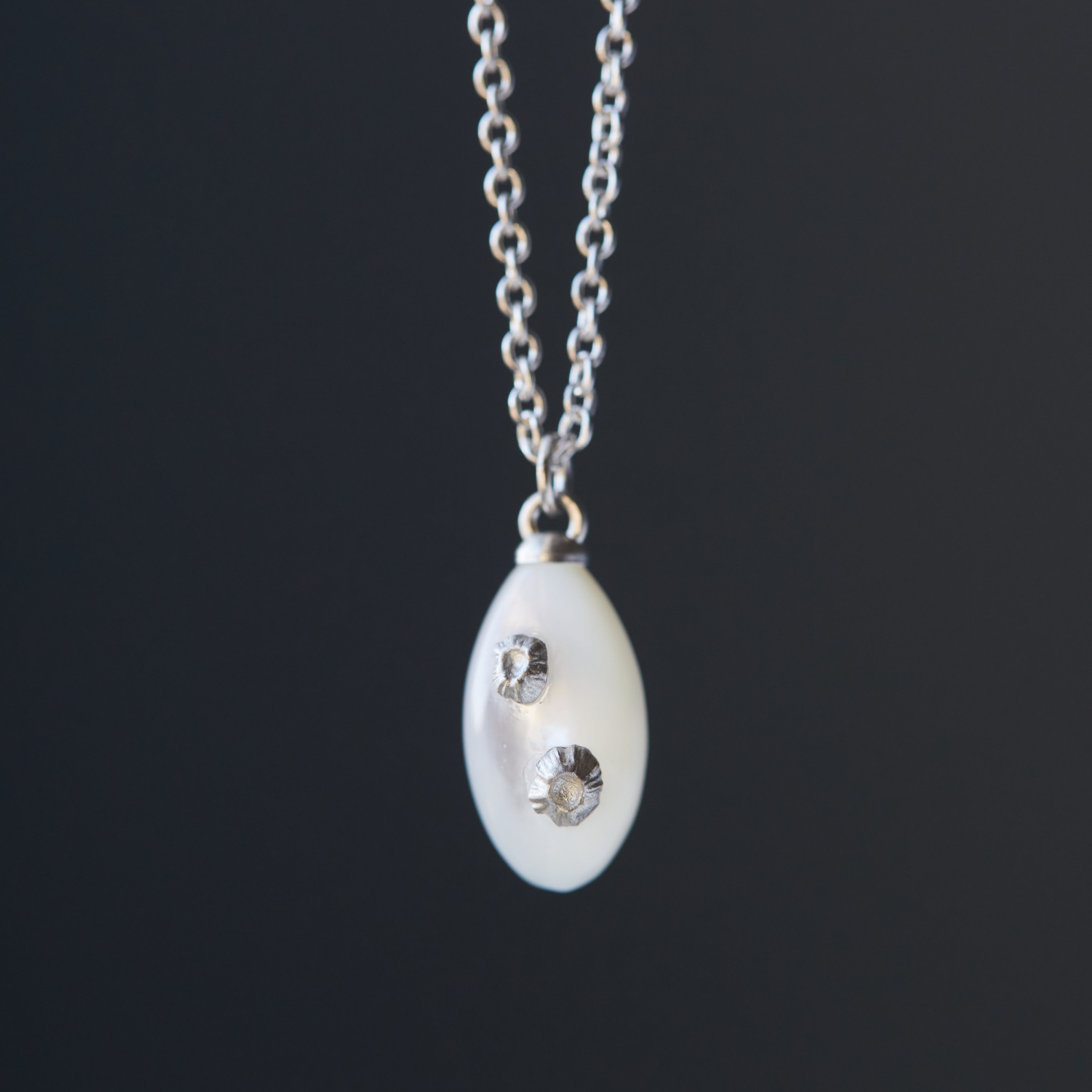 Handcrafted Mother of Pearl Necklace with Barnacles – Hannah Blount Jewelry
