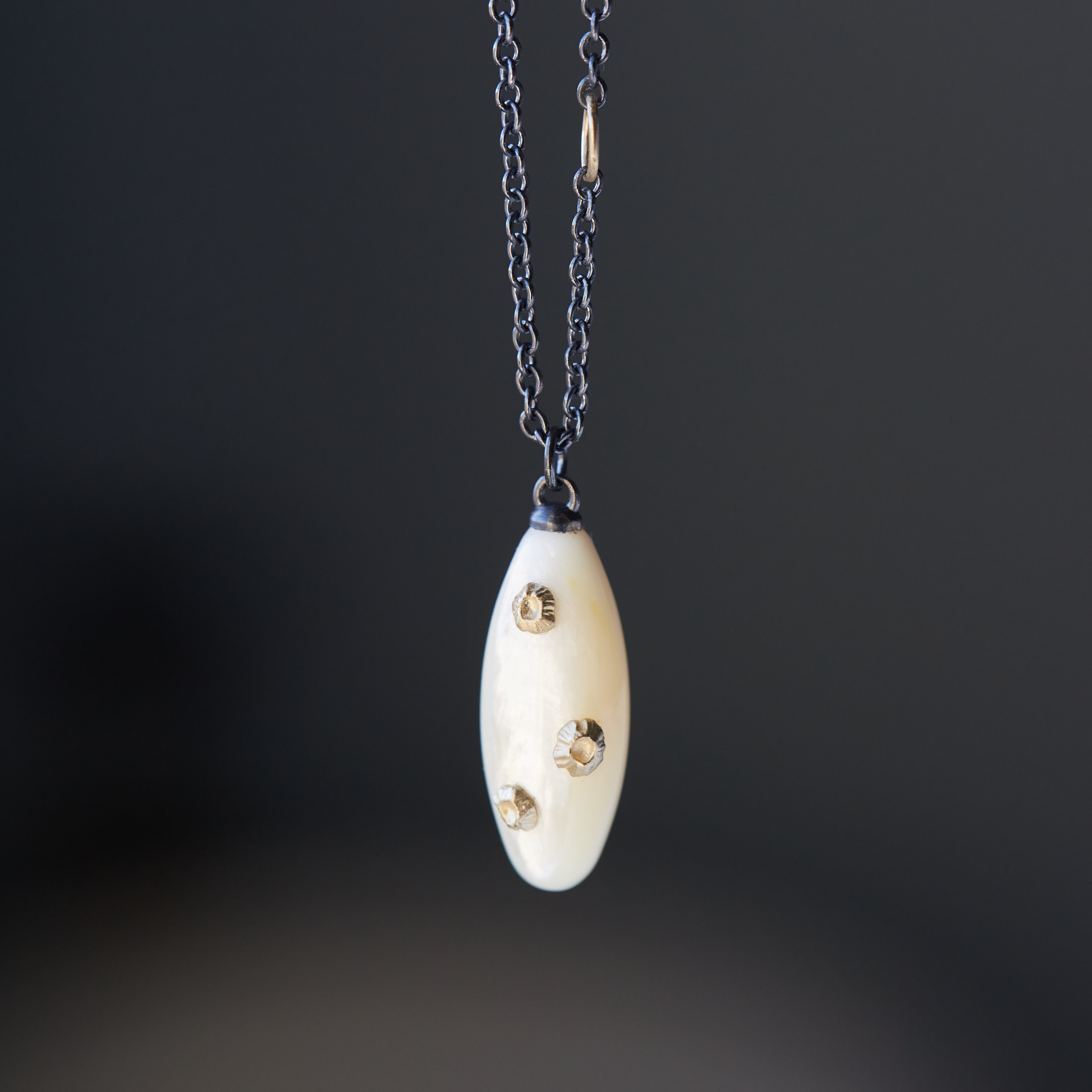 Handcrafted Mother of Pearl Necklace with Barnacles – Hannah Blount Jewelry
